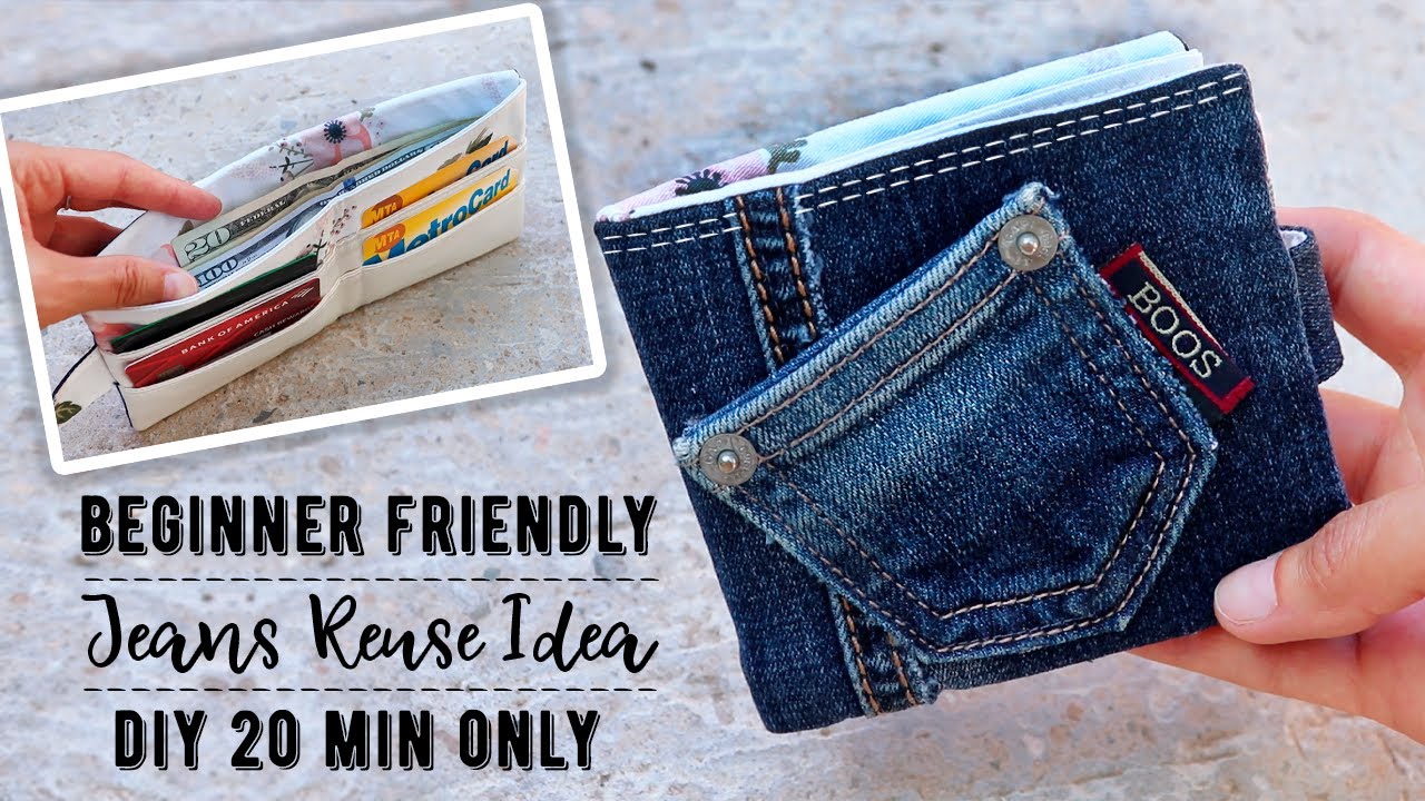 DIY Wallet from Jeans Tutorial - How to Sew In a Few Steps Easy - YouTube