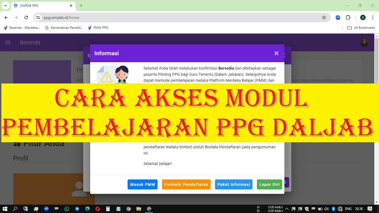 Info PPG | Cara Akses Modul Pembelajaran PPG di PMM dan Lapor Diri ...