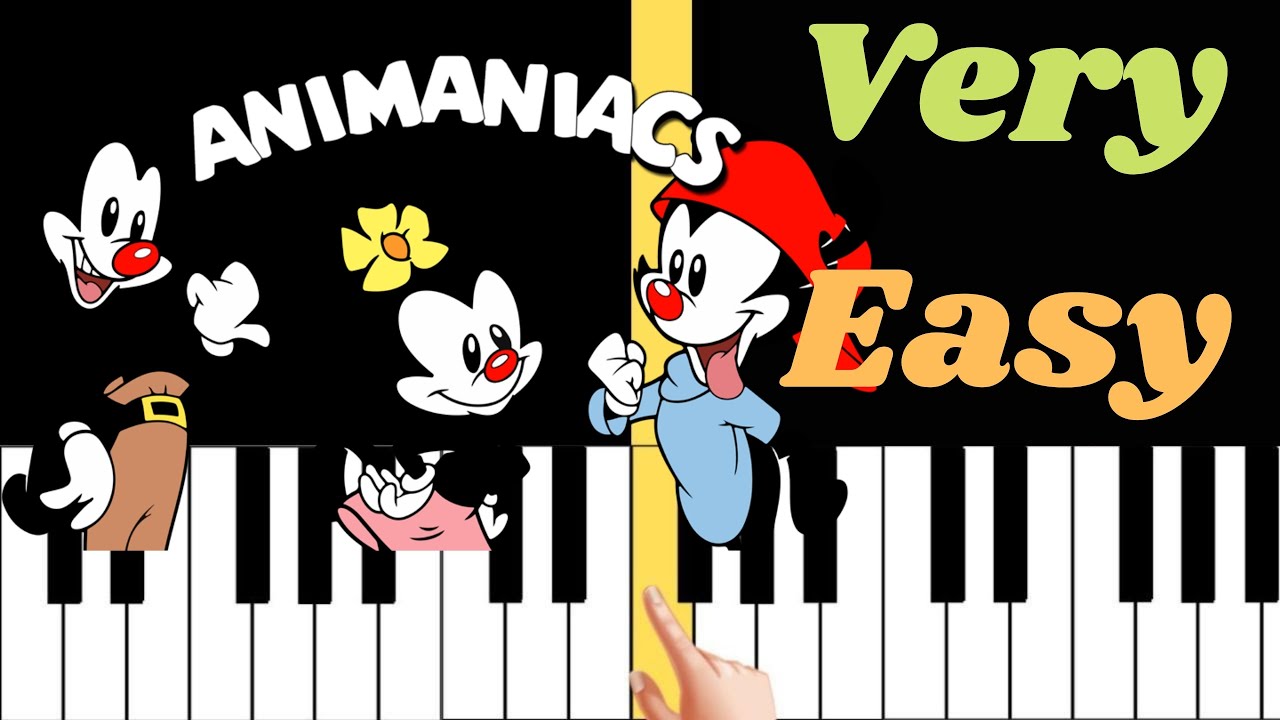 Animaniacs Theme Song (Slow) VERY EASY Piano Tutorial - YouTube