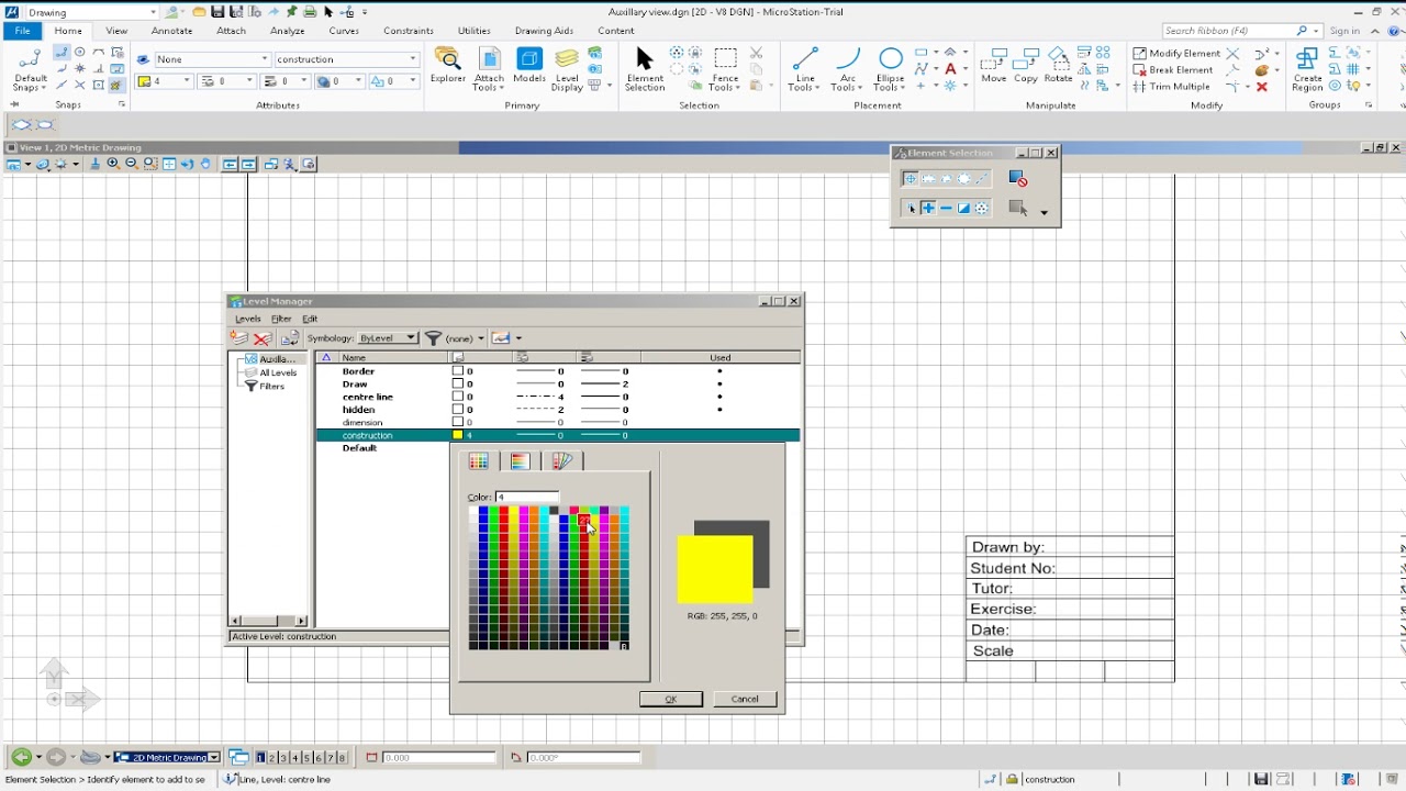 MicroStation CONNECT Auxillary view from Front view - YouTube