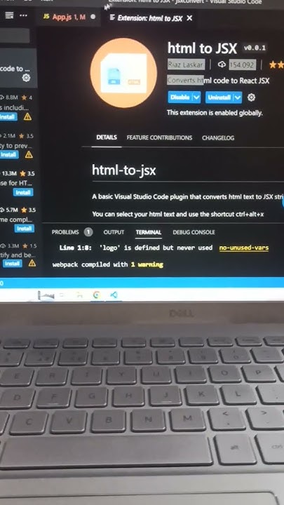 Html to JSX conversion in 1 sec.. #shorts #reactjs - YouTube