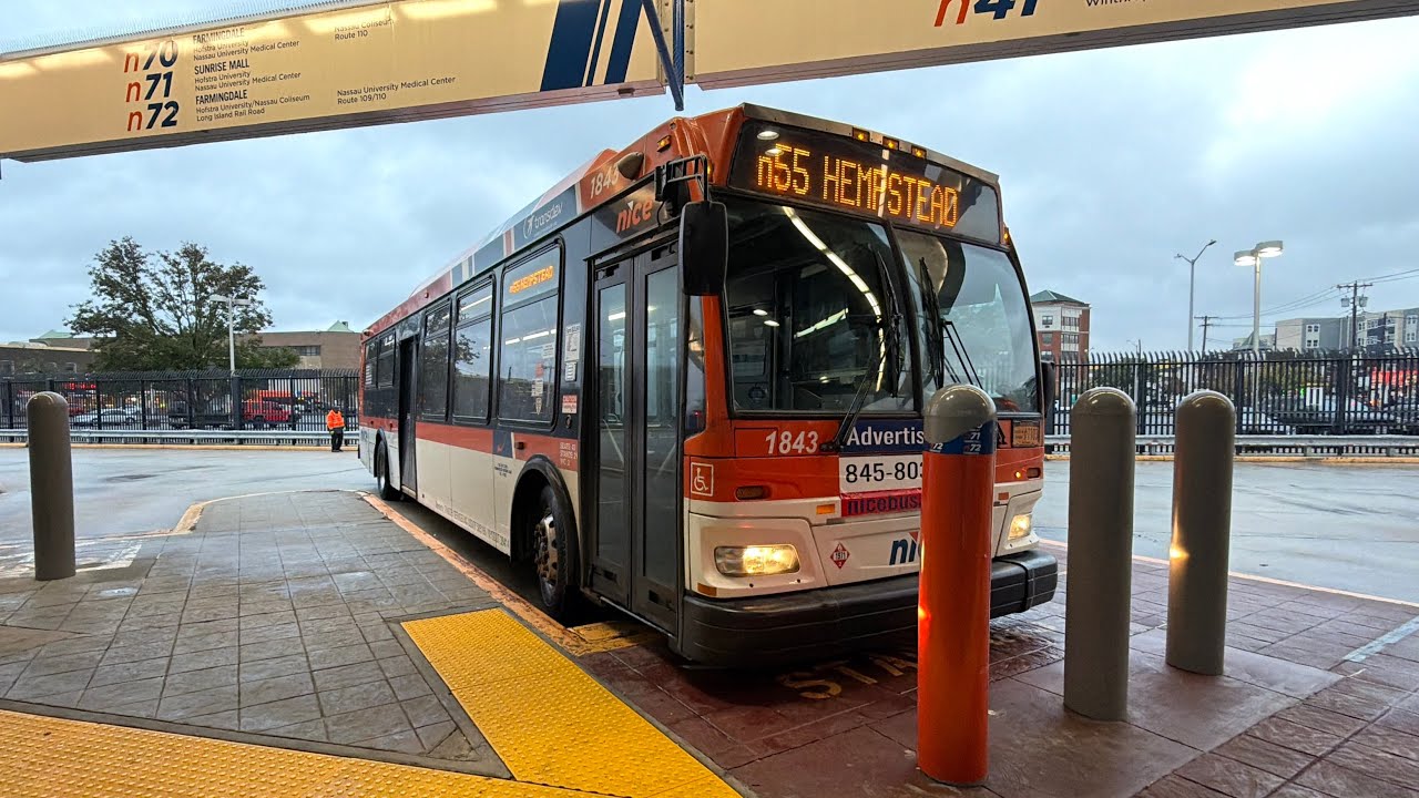 Nice Bus #1843 Orion VII EPA10 CNG Bus Ride on the n55 to Hempstead ...
