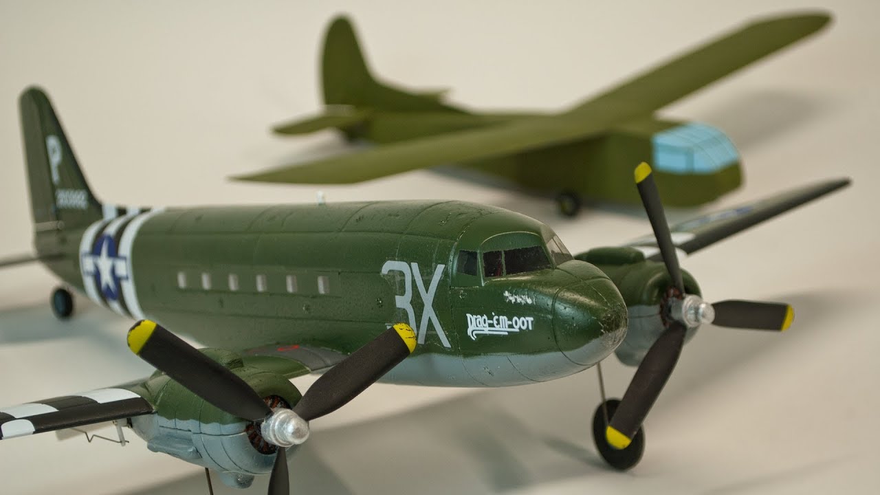 Flyzone Micro C-47 with CG-4A Glider - YouTube