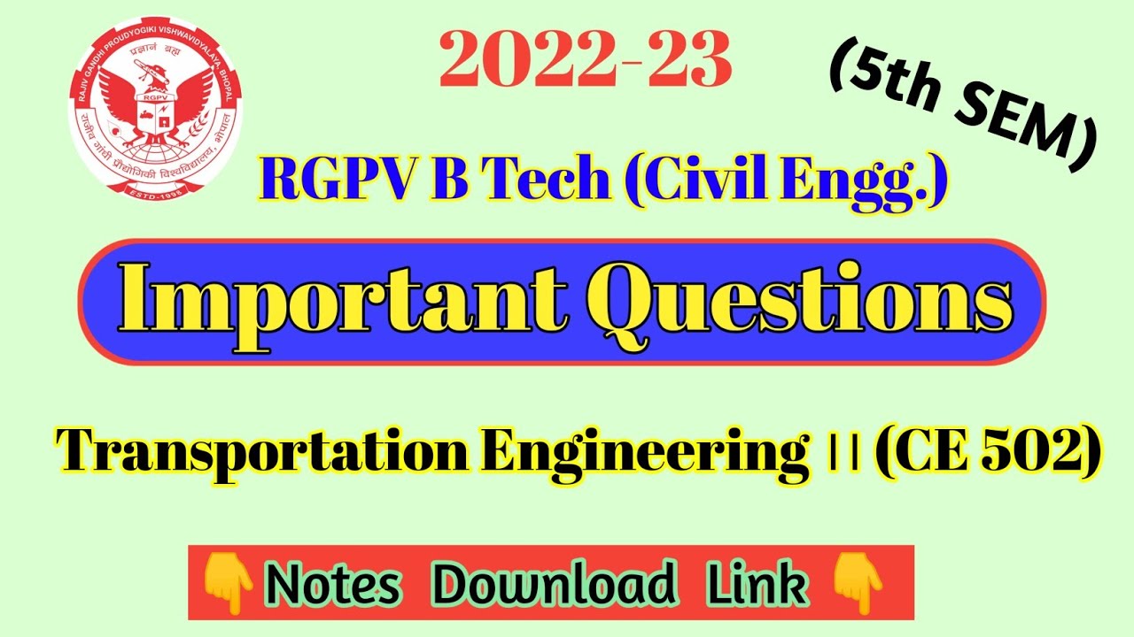 transportation engineering important questions (Civil Engg.) 5th SEM ...
