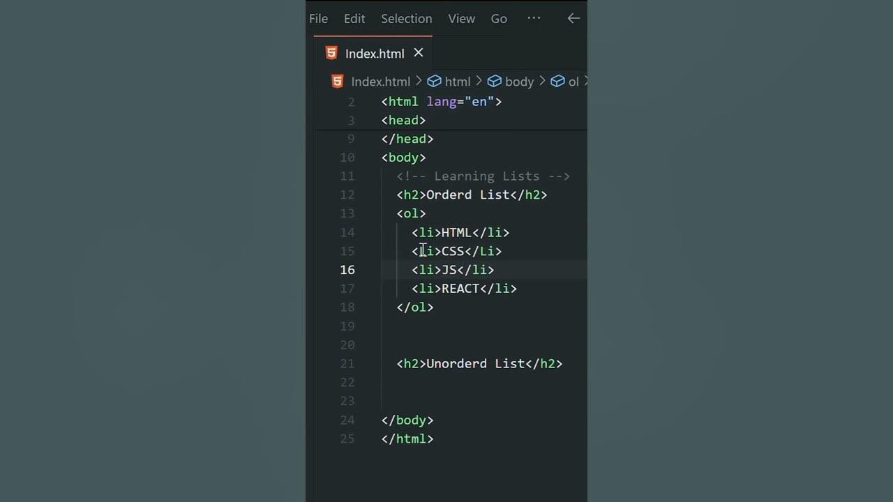 List Create In Html Code Html Series Prat 5 Codingin17 Html Youtube