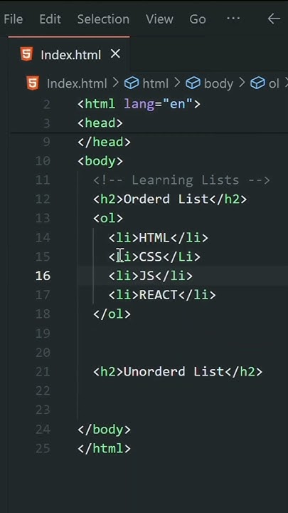 list create in html code , Html Series prat 5 #codingin17 #html - YouTube