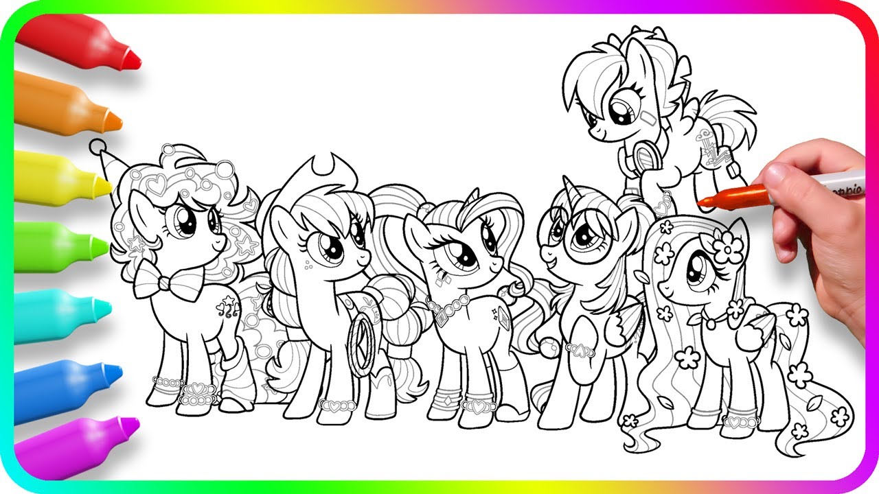 Coloring Pages MY LITTLE PONY - Mane Six. How to draw My Little Pony ...