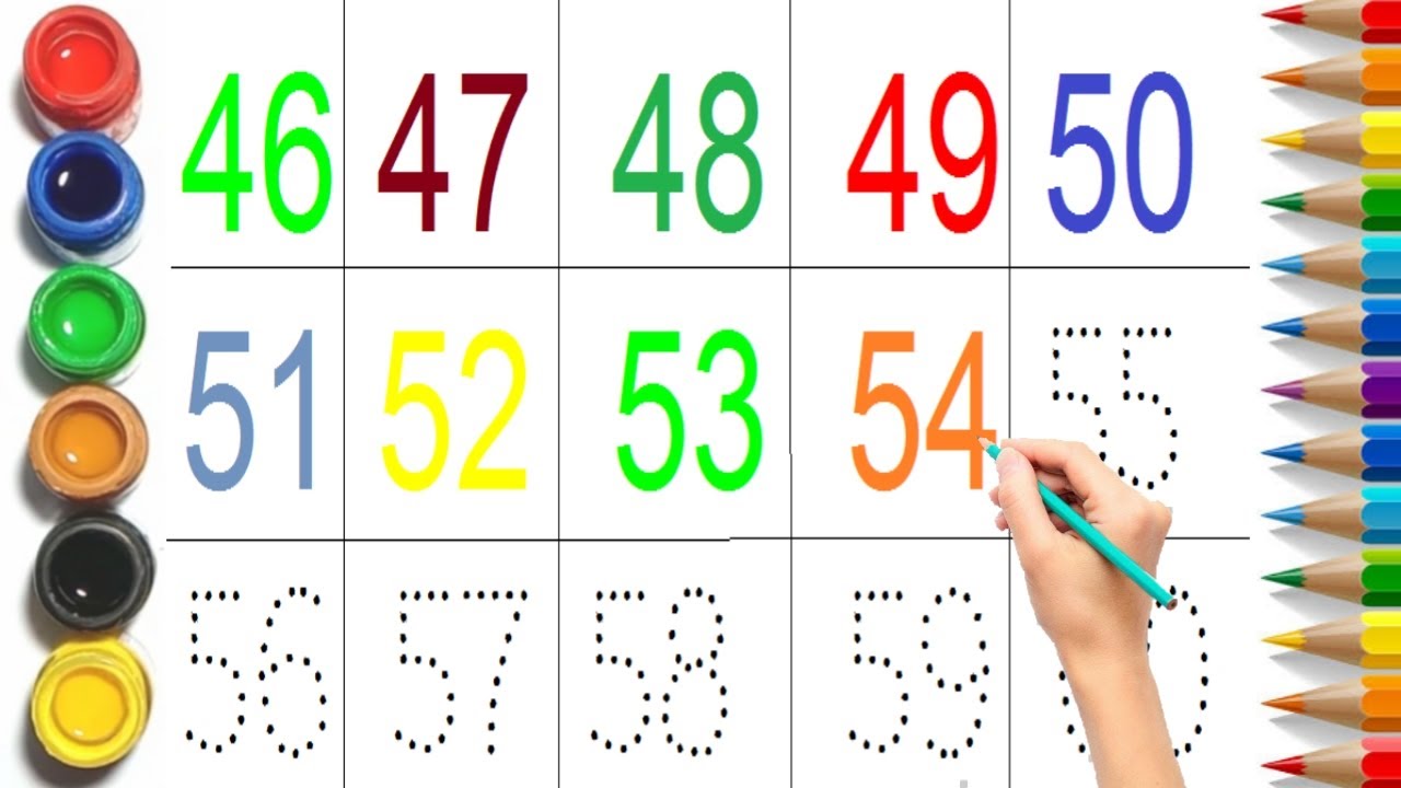 123, 46 to 60 numbers names, 1234 counting learning, 46 to 60 numbers ...