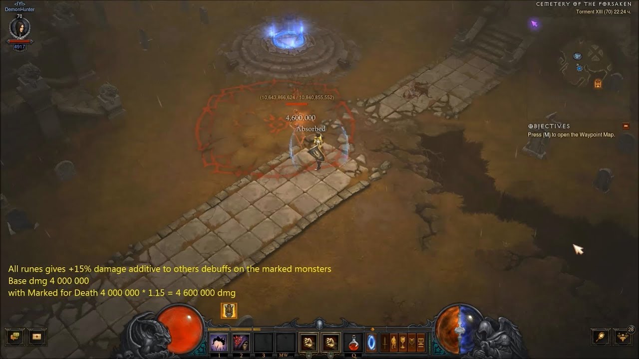 Diablo 3 Demon Hunter - skill Marked for Death - runes test - YouTube