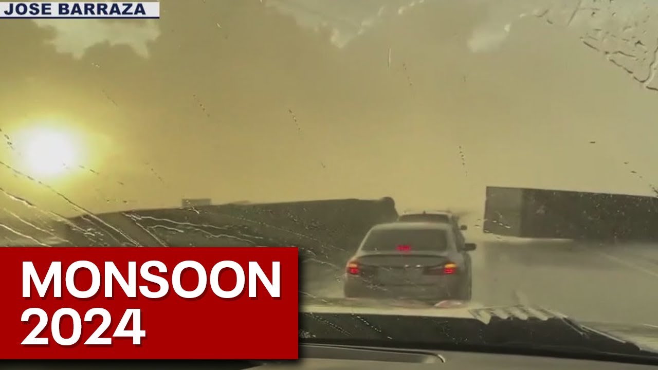 Semi-trucks tip over on I-10 when monsoon rolls in - YouTube