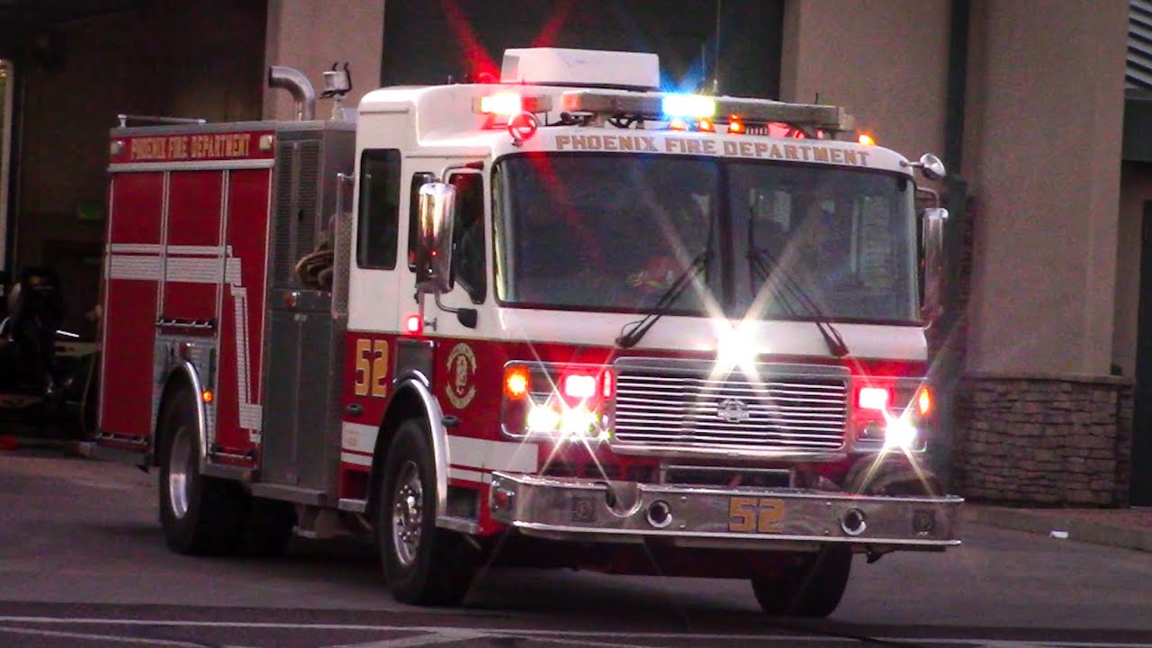 Phoenix Fire Dept. Engine & Rescue 52 Responding - YouTube