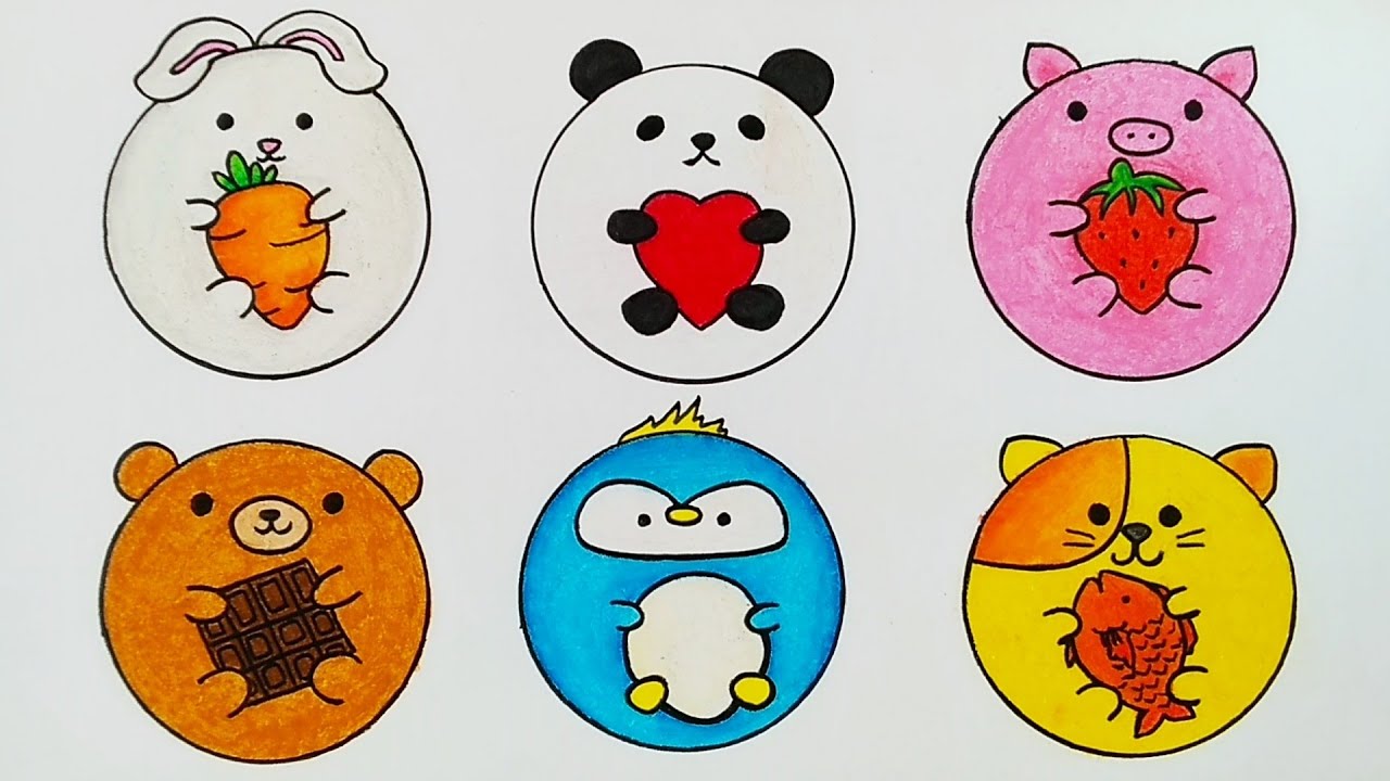 Menggambar donat karakter || Cara menggambar dan mewarnai kue donat ...