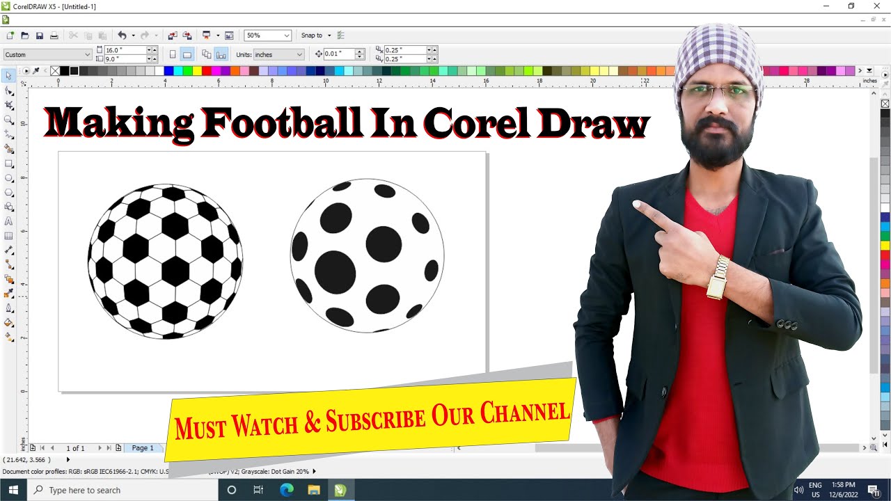 How to make a football in corel draw.|| football kaise teyar kare ...