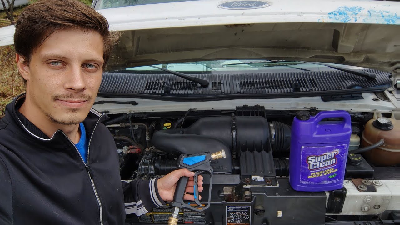How To Detail An Engine Bay With Super Clean And Pressure Washer - YouTube