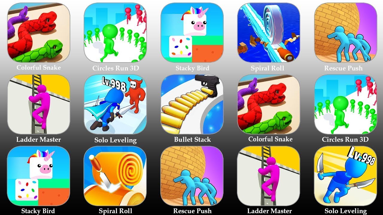Bullet Stack,Colorful Snake,Circles Run 3D,Stacky Bird,Spiral Roll ...