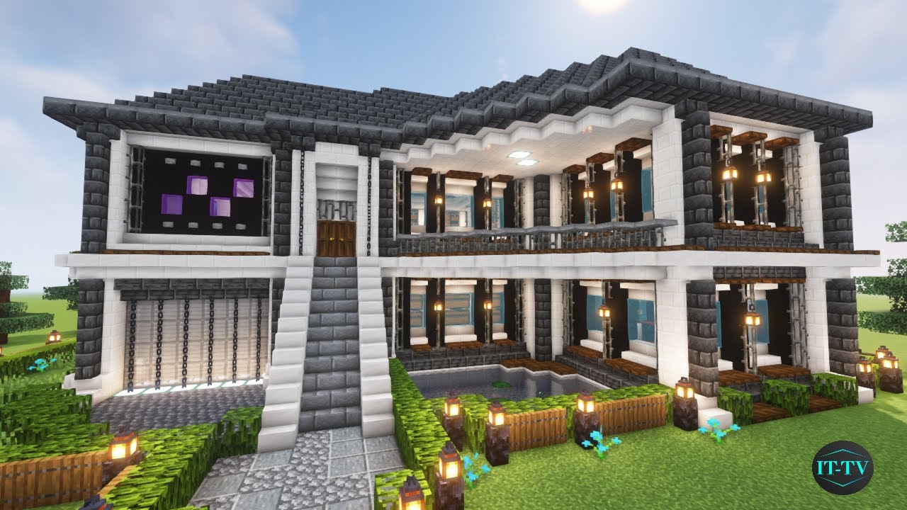 LARGE MODERN MANSION in minecraft | TUTORIAL - YouTube