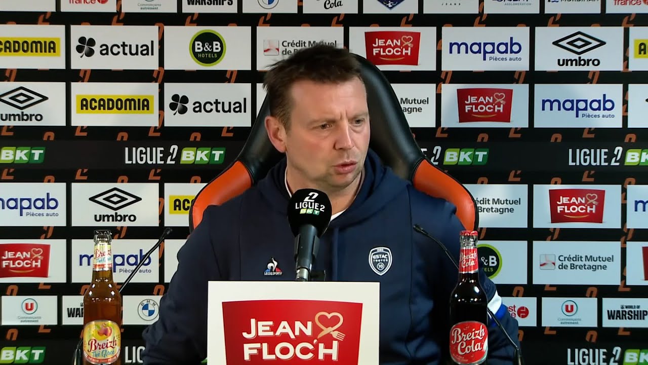 FC Lorient 2-0 ESTAC : Réaction du coach troyen Stéphane Dumont - YouTube