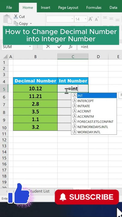 Change Decimal to Integer Number in Excel || Amazing Tricks In Excel || #excel #shorts - YouTube