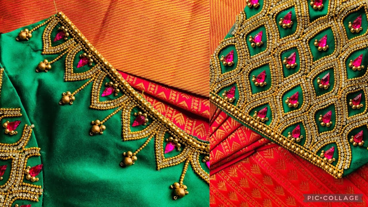 Very grand & heavy look bridal aari work #aariwork #maggamwork # ...