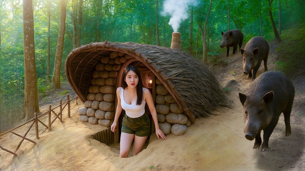 I Built a Secret Underground Hut in the Forest | 100 Days Living Off ...