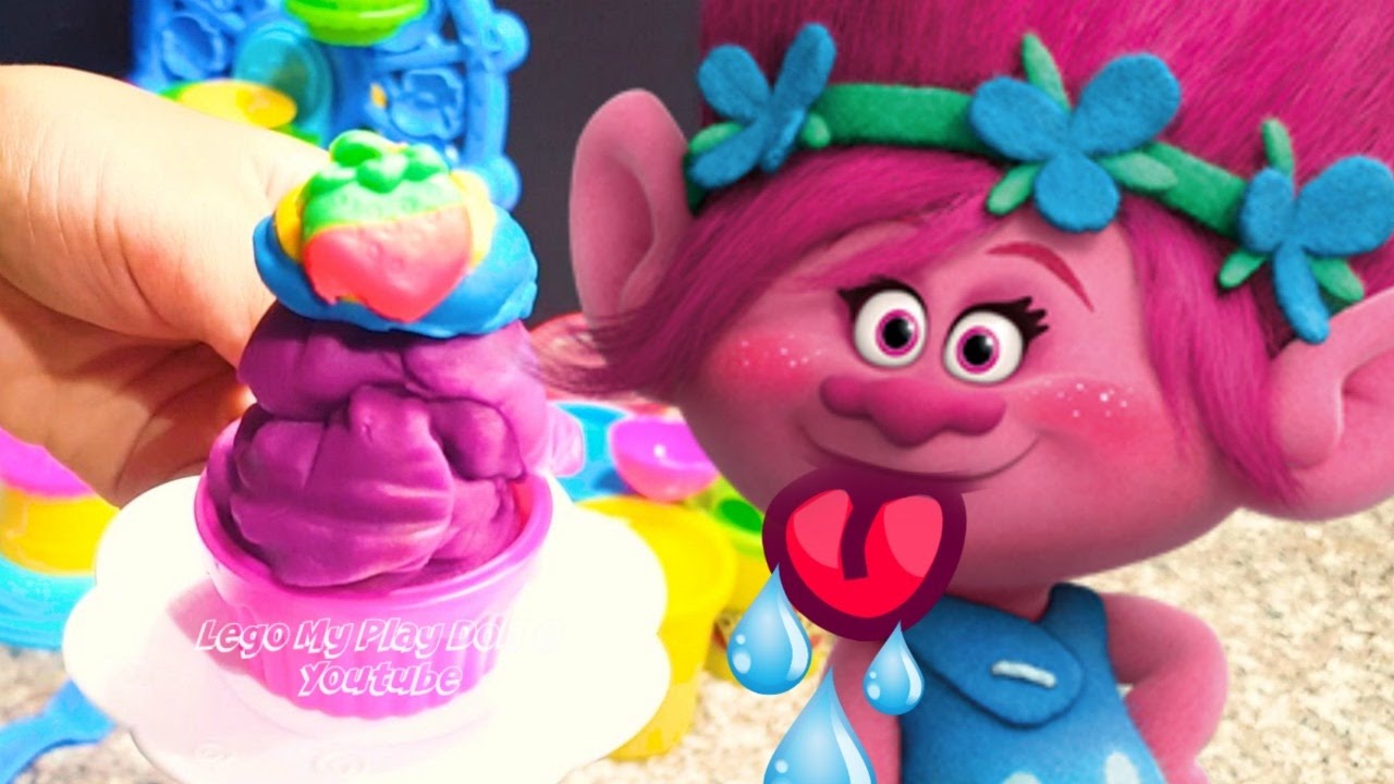Learn Colors Counting w Play Doh Surprise Toy Cupcake Trolls Poppy ...