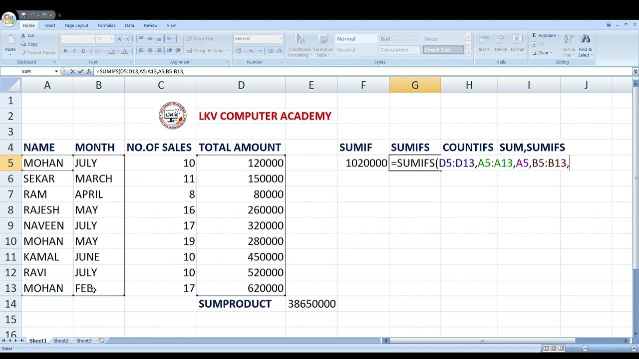 HOW TO USE SUMIFS,COUNTIFS,GRAND TOTAL USING IN EXCEL TAMIL || FILTER SPECIFY DATAS IN EXCEL ...
