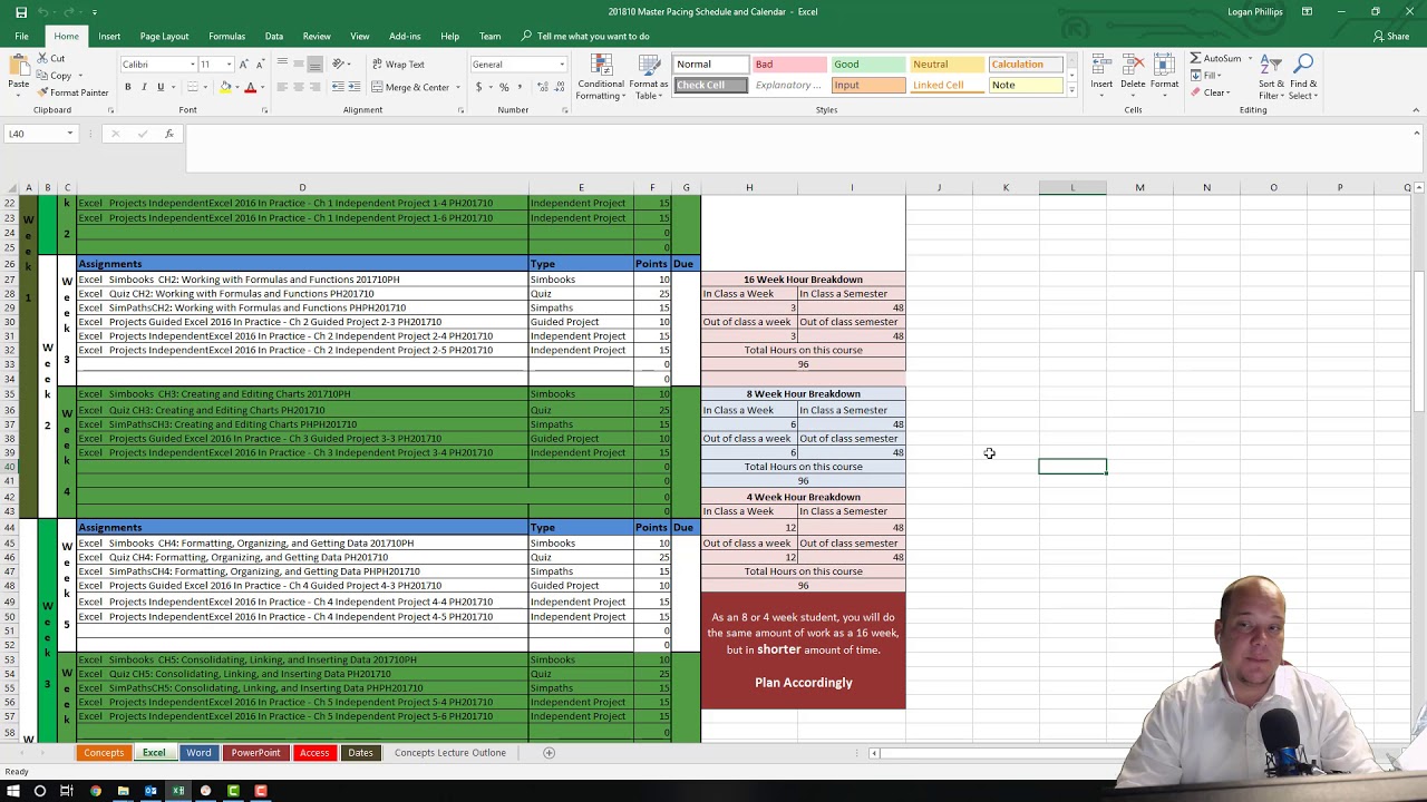 2018-19 MS Excel Pacing Schedule - YouTube