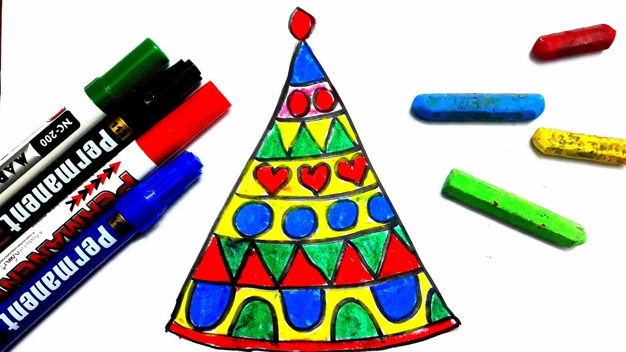 Birthday cap easy drawing how to draw Birthday cap - YouTube