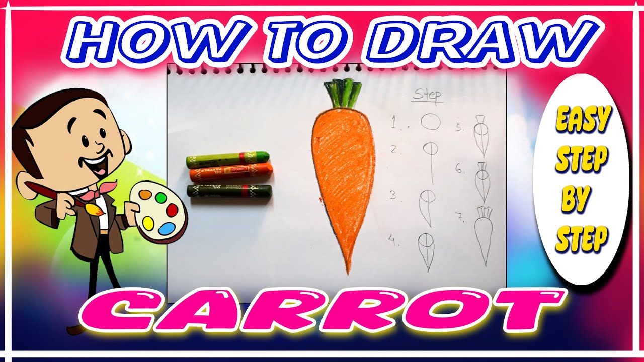 How to Draw Carrot | Easy Step by Step Carrot Drawing for Kids - YouTube