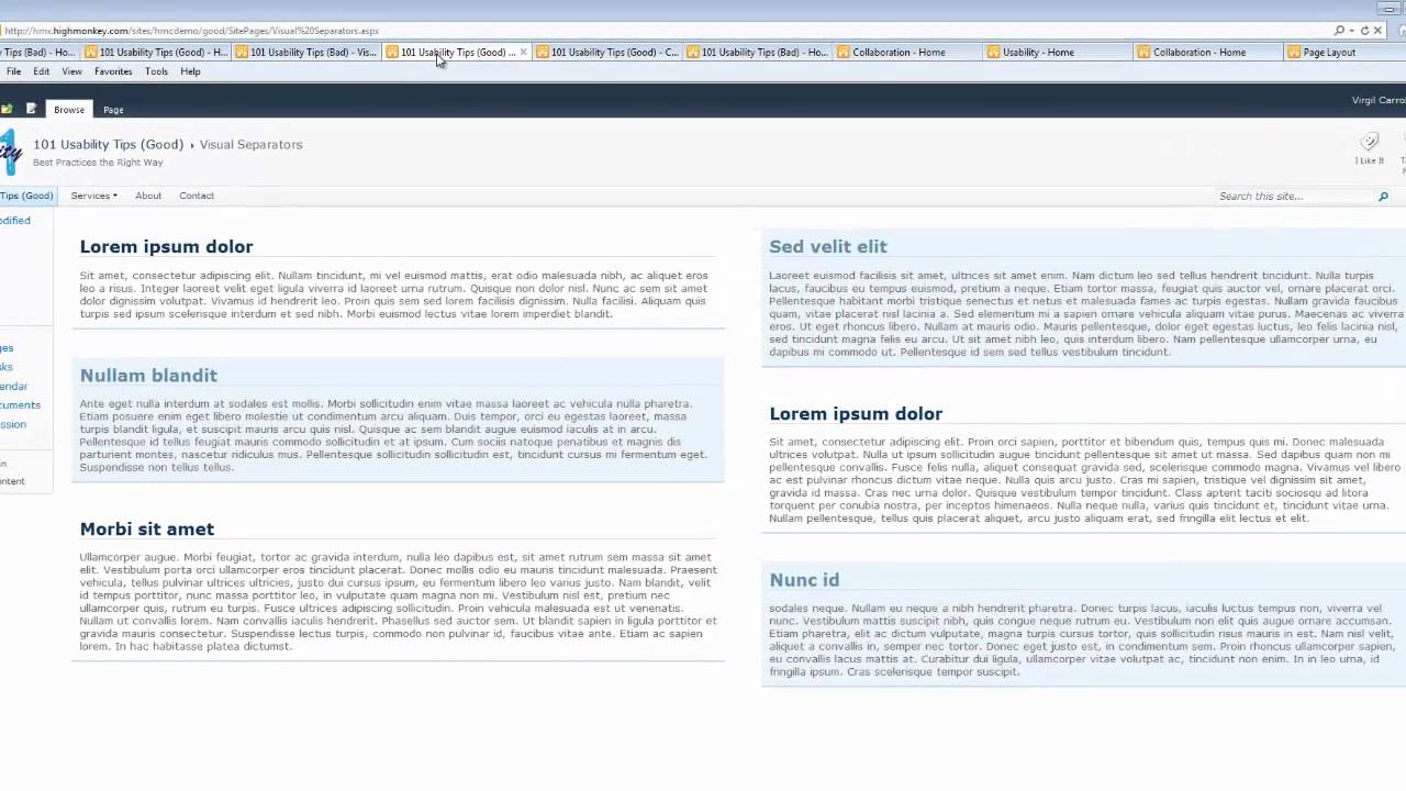 101 SharePoint Usability Tips - # 16 Lines and Shading - YouTube