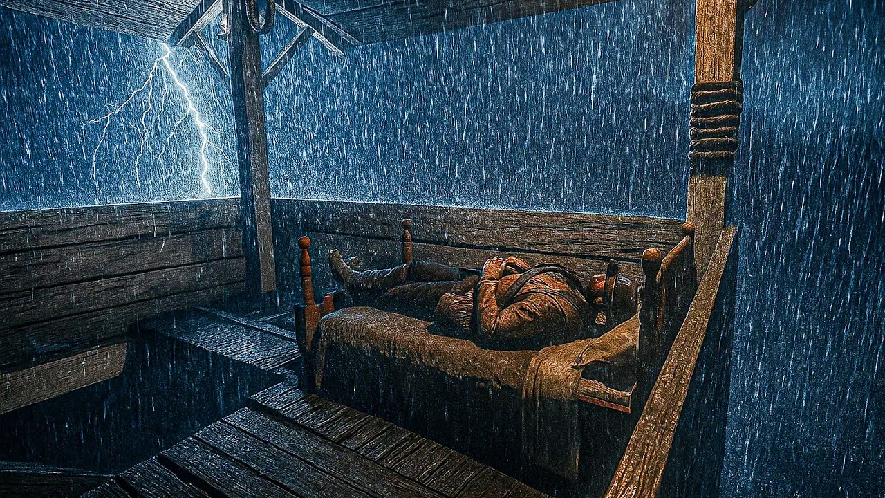 Sleeping During a Stormy Night in a Remote Watchtower | Rain & Thunder ...