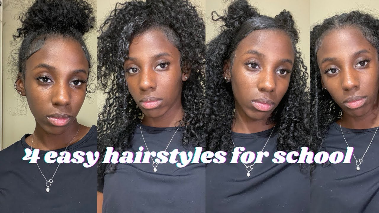 4 QUICK & EASY Curly Hairstyles for SCHOOL/3b,3c,4a Hair Type (Natural ...