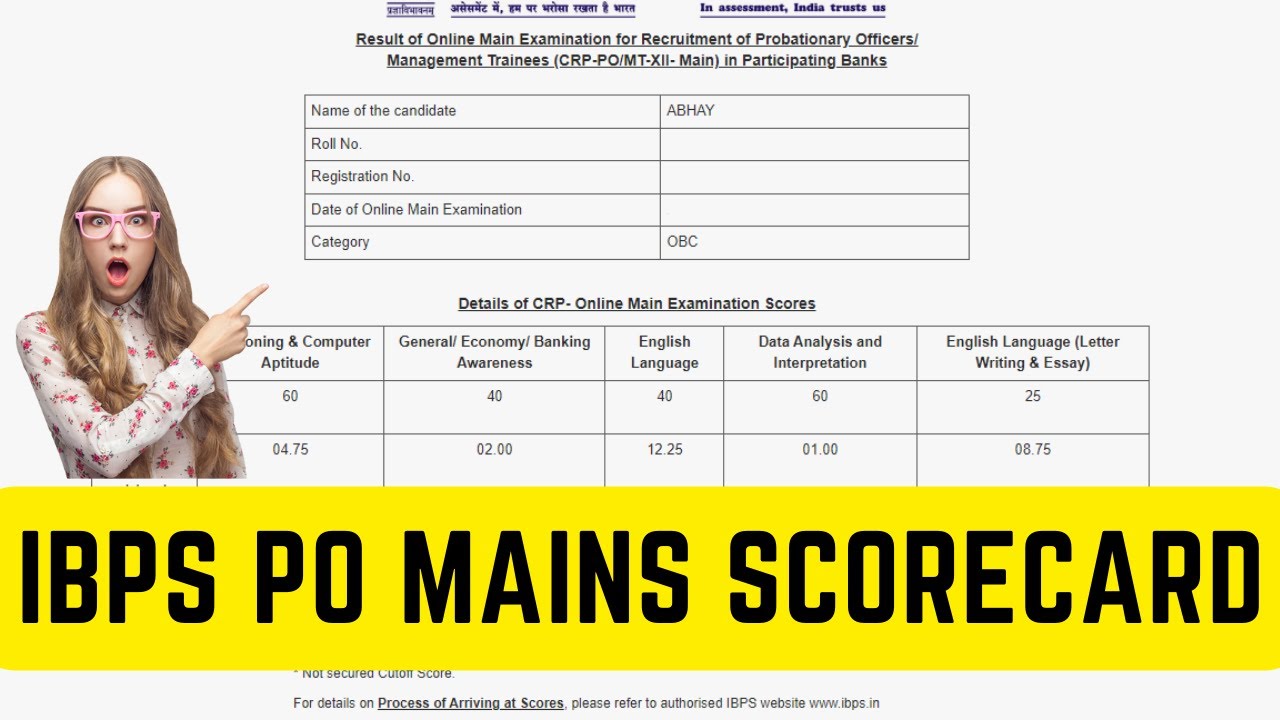 My IBPS PO Mains Scorecard:(🥺 #ibpspomains - YouTube