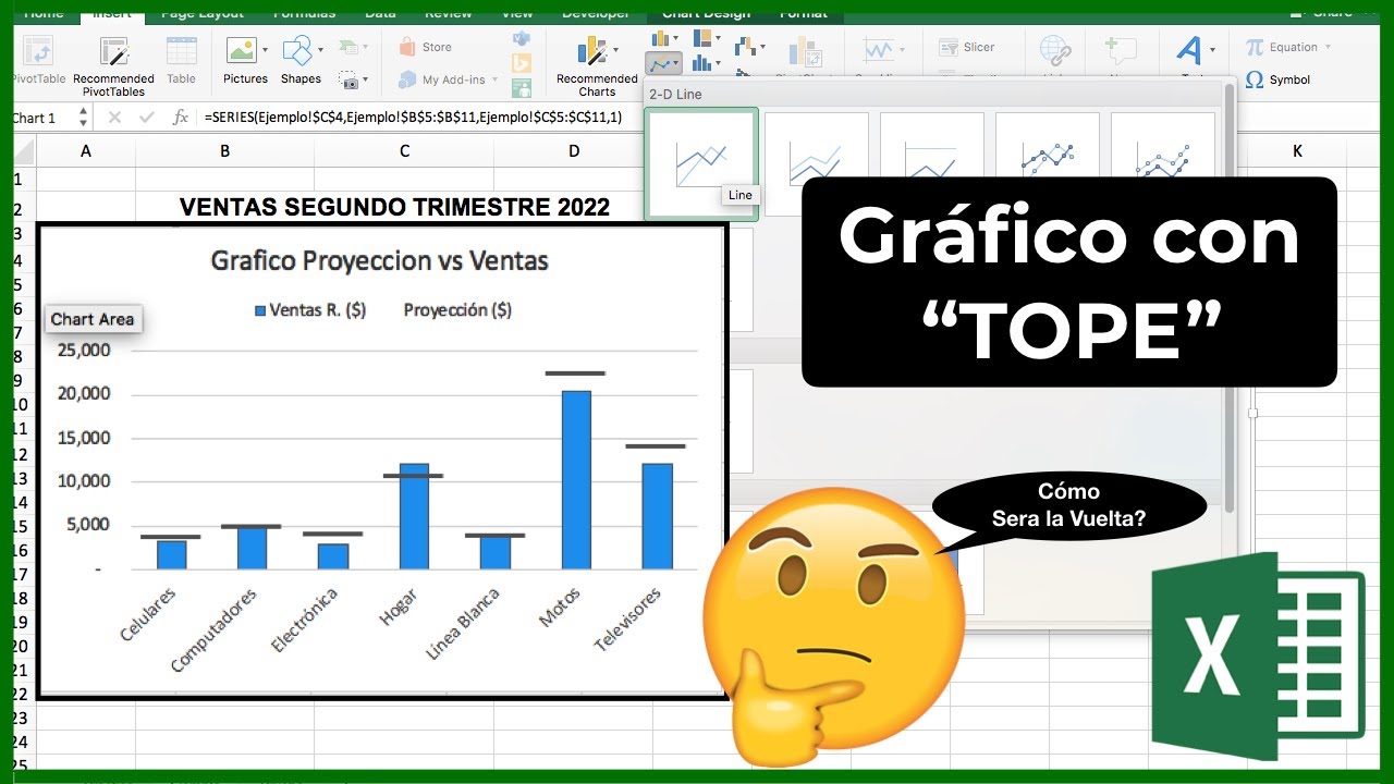 Gráfico de PROYECCIÓN vs VENTAS REALES en |EXCEL 2016 E17| - YouTube