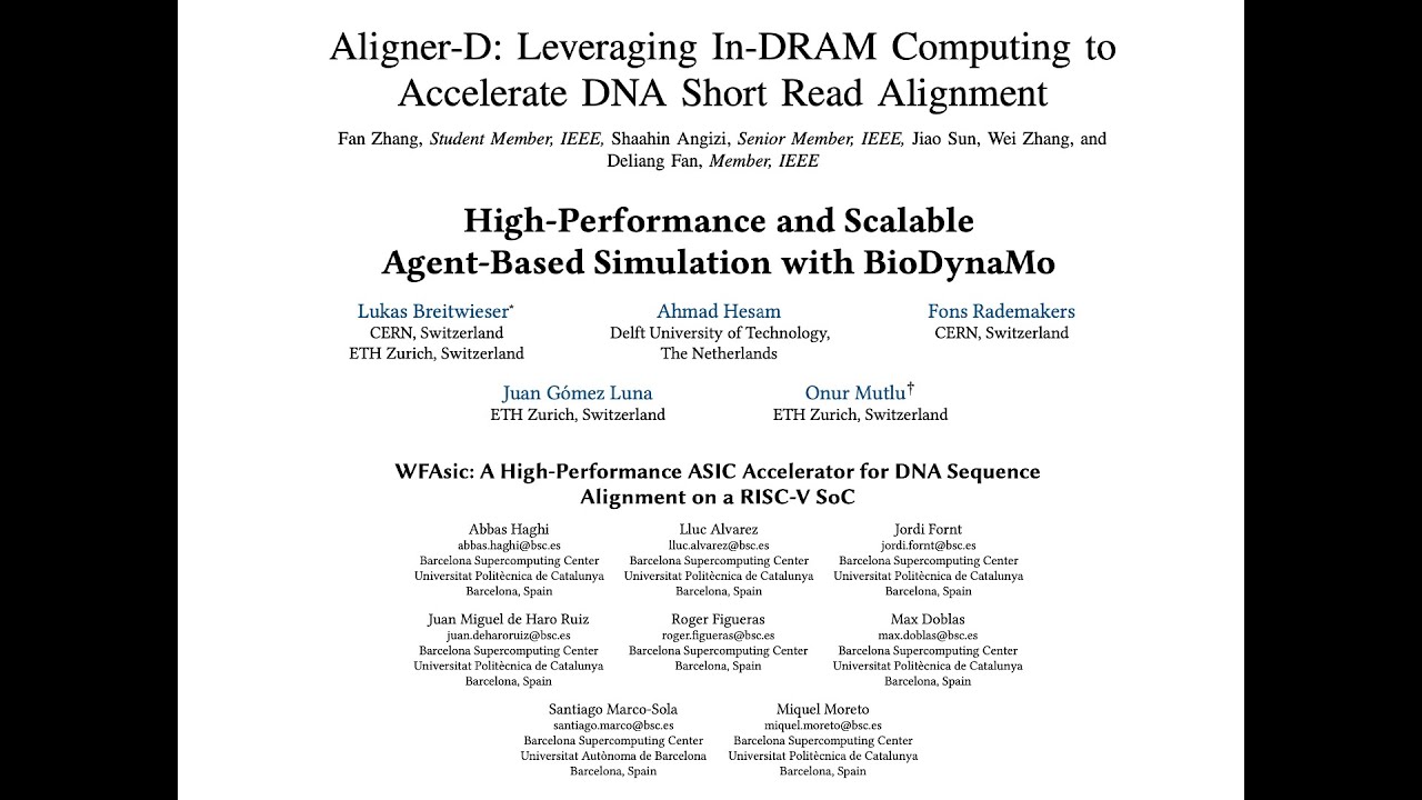 Seminar in Computer Architecture - S7: Aligner-D, BioDynaMo & WFAsic ...