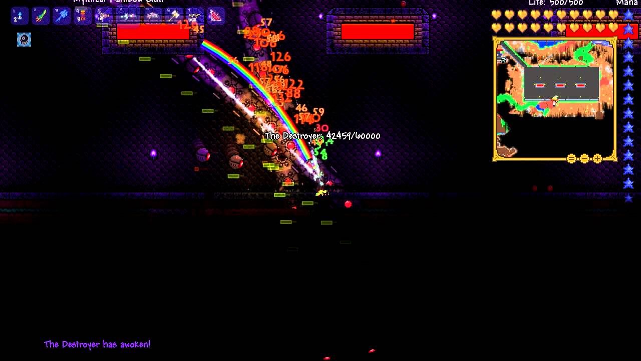 Terraria The Destroyer Vs. Rainbow Gun - YouTube