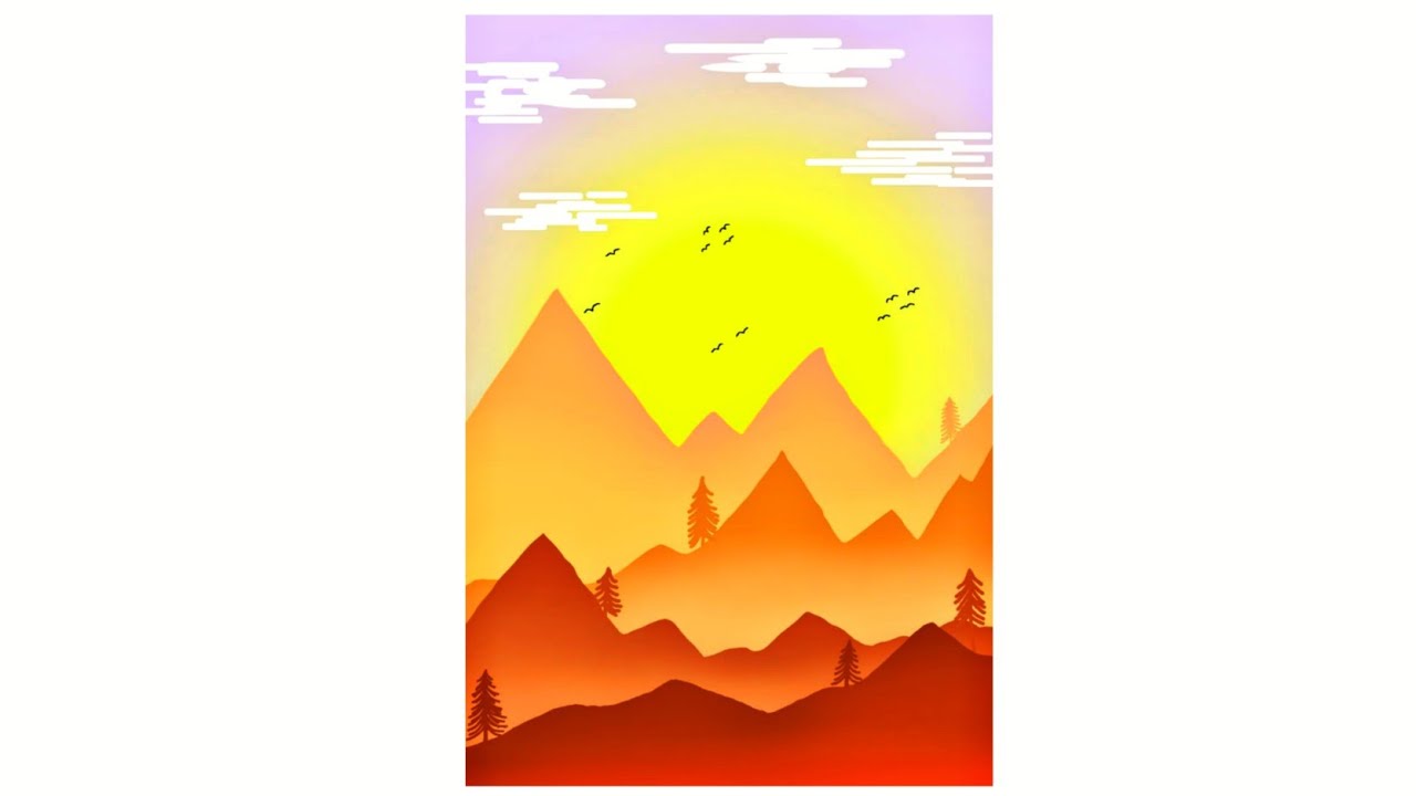 Drawing forest house in iPad / easy beautiful landscape painting in ...