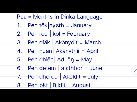 Names of Months in Dinka language from south Sudan 🇸🇸🇸🇸🇸🇸 - YouTube