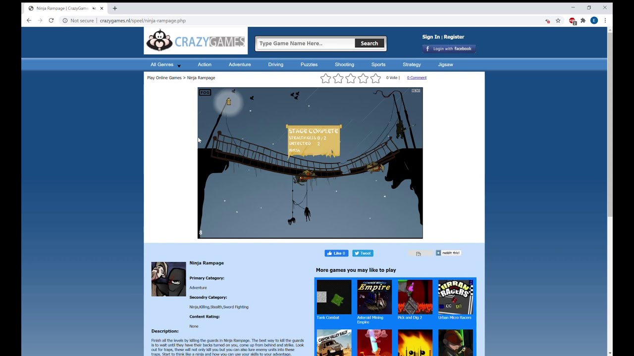 Ninja Rampage Speedrun World Record 99 seconds - YouTube