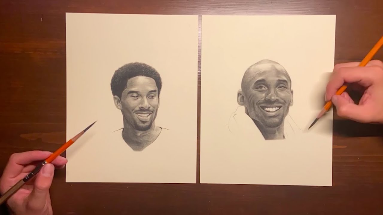 Drawing Kobe With Both Hands (Ambidextrous Time Lapse Drawing of Kobe ...