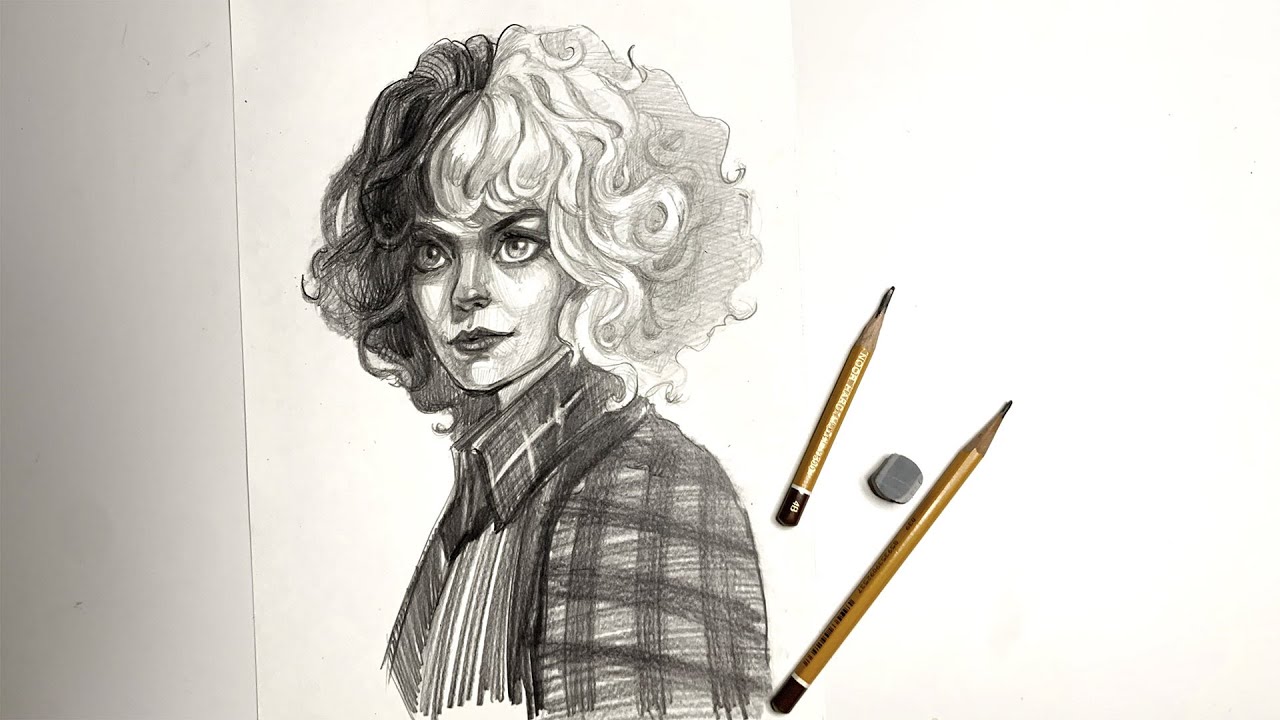 How To Draw Cruella De Vil (Emma Stone) With A Pencil | Step By Step ...