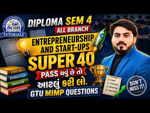 ENTREPRENEURSHIP & START-UP SUPER 40 MIMP QUESTION FOR GTU EXAM || DIPLOMA SEM 4 ALL BRANCH || MIMP