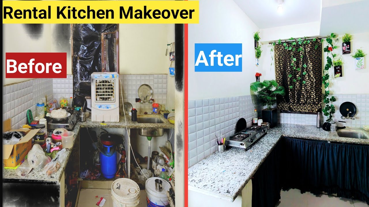 Rental Kitchen Makeover | Before And After | Best Out Of Waste Material ...