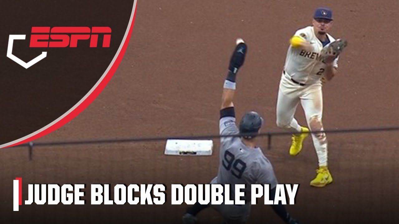 Aaron Judge's BLOCKS A DOUBLE PLAY with his hand | ESPN MLB - YouTube