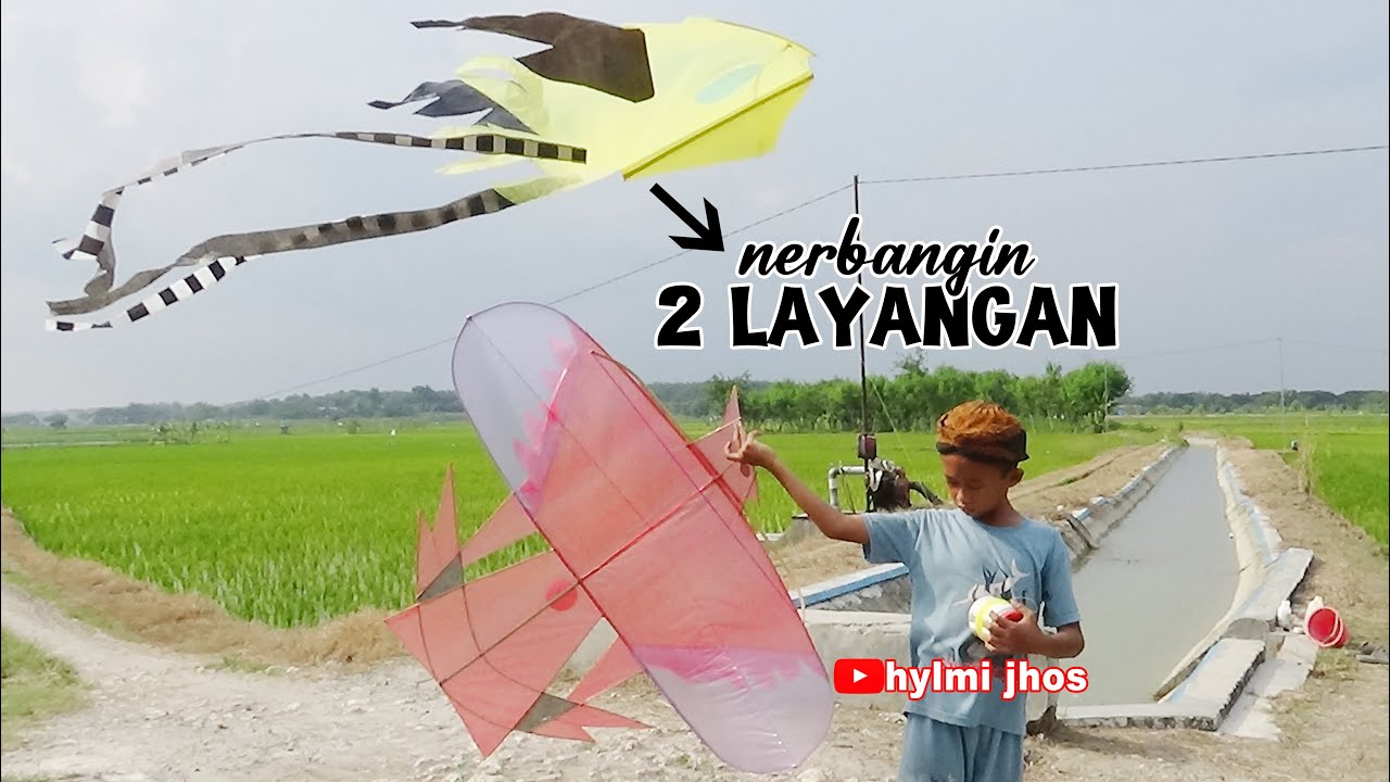 menerbangkan 2 layangan gapangan garuda & layangan ubur ubur | sowangan ...