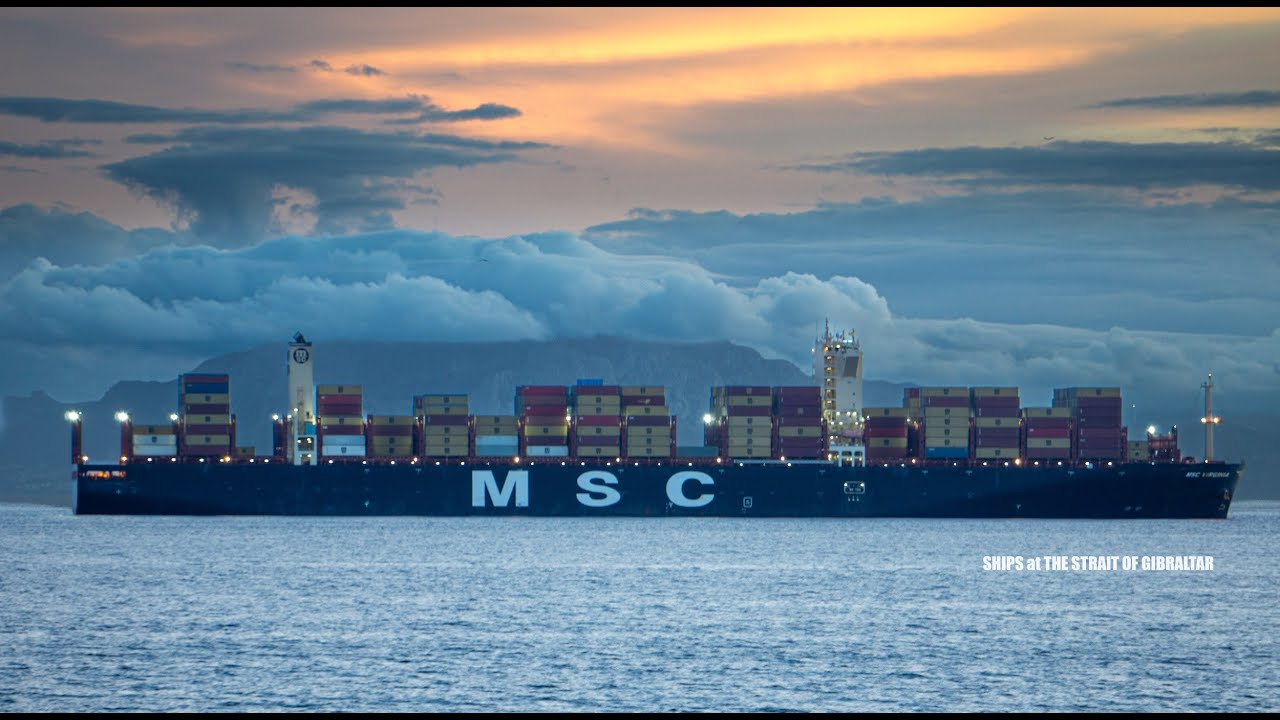 Tugs, Tankers and Container Ships Crossing The Strait of Gibraltar ...