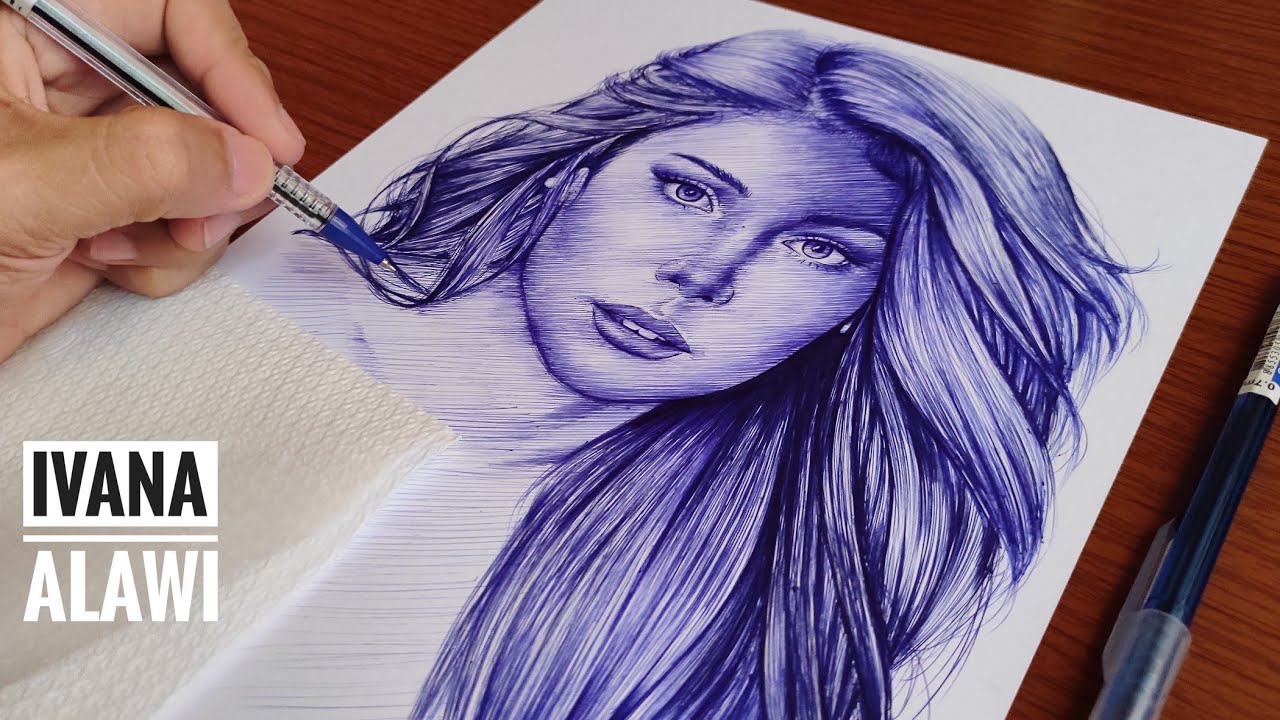 Ivana Alawi Ballpoint pen Drawing | FanArt | Freehand - YouTube