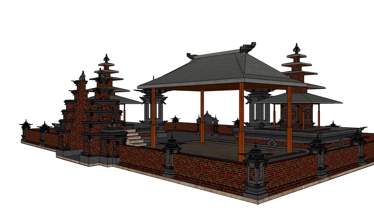 Sketchup Bangunan Bali - YouTube