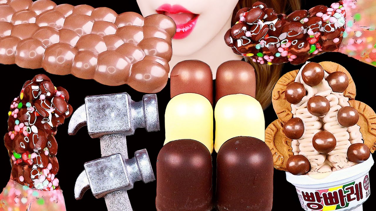 ASMR EDIBLE HAMMER, HONEY JELLY, BUBBLE CHOCOLATE, MARSHMALLOW, ICE ...