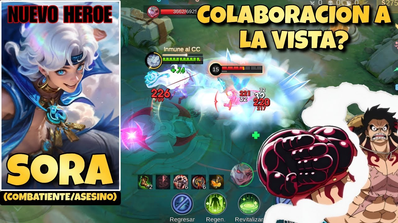 ¡SORA, el NUEVO HÉROE ROTÍSIMO! 💥 ¿Colaboración con ONE PIECE? | MLBB ...